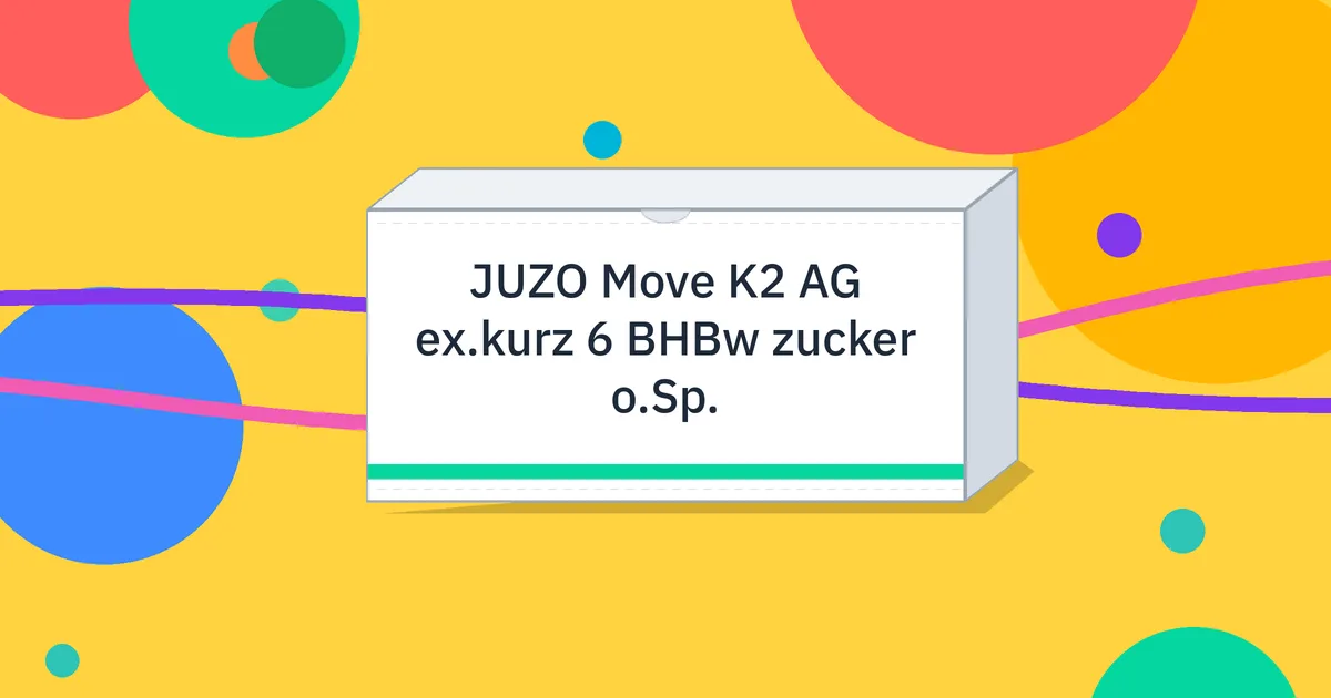 Symbolbild: Packung mit der Aufschrift JUZO Move K2 AG ex.kurz 6 BHBw zucker o.Sp. (PZN 18534251) – Verfügbarkeit und Bezug in Apotheken in Frankfurt am Main