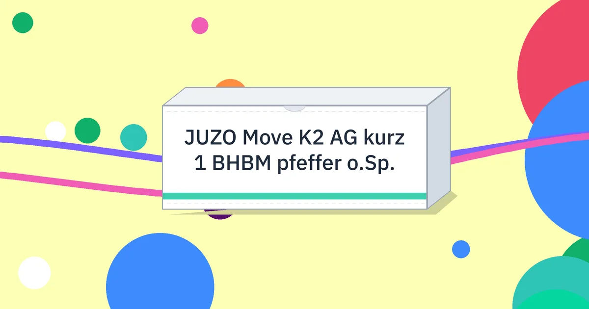 Symbolbild: Packung mit der Aufschrift JUZO Move K2 AG kurz 1 BHBM pfeffer o.Sp. (PZN 16648140) – Verfügbarkeit und Bezug in Apotheken in Frankfurt am Main