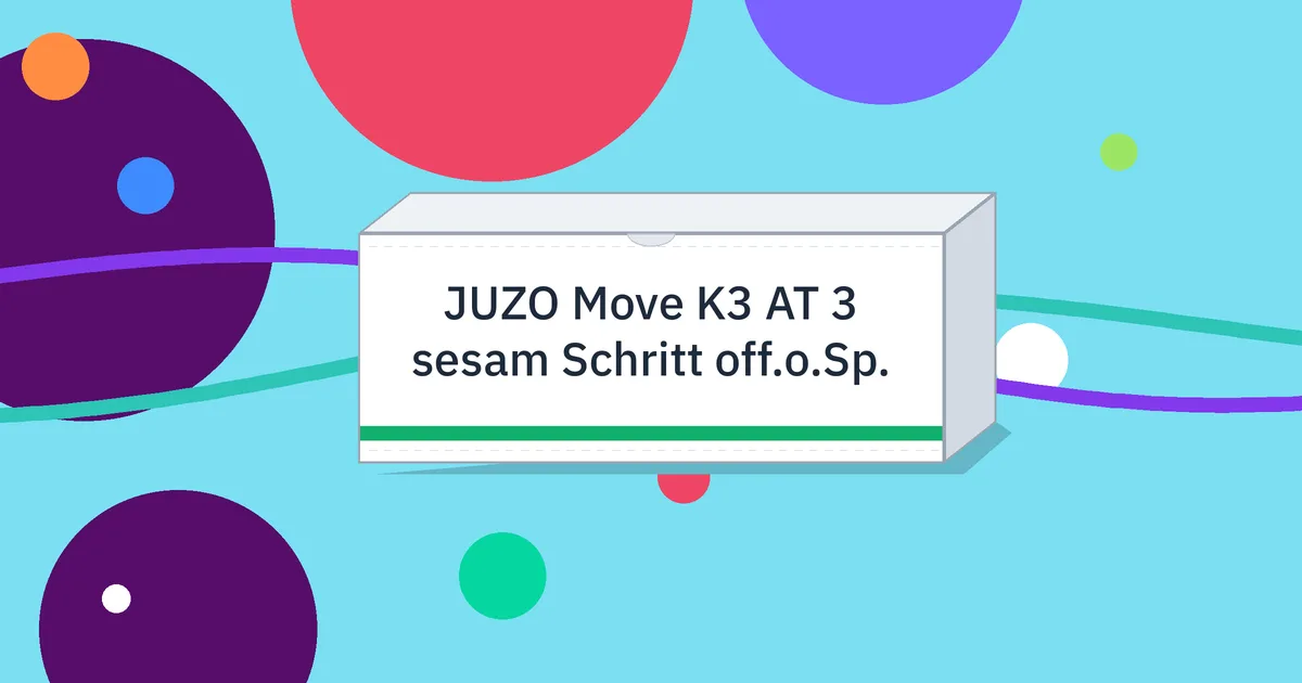 Symbolbild: Packung mit der Aufschrift JUZO Move K3 AT 3 sesam Schritt off.o.Sp. (PZN 20678980) – Verfügbarkeit und Bezug in Apotheken in Frankfurt am Main