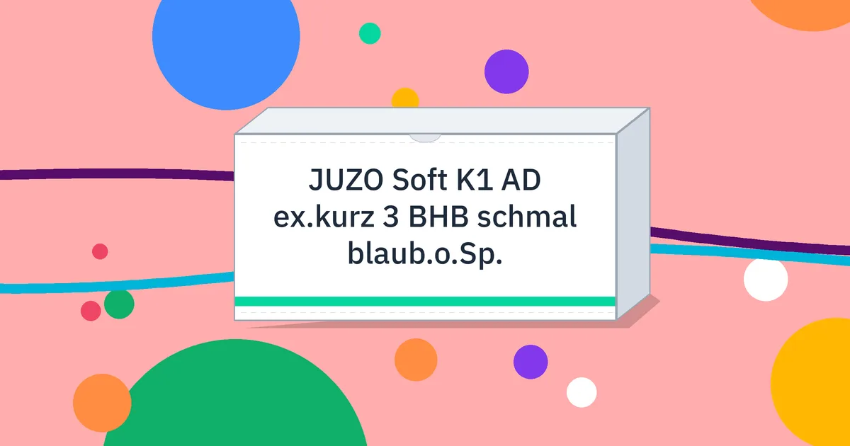 Symbolbild: Packung mit der Aufschrift JUZO Soft K1 AD ex.kurz 3 BHB schmal blaub.o.Sp. (PZN 15464550) – Verfügbarkeit und Bezug in Apotheken in Frankfurt am Main