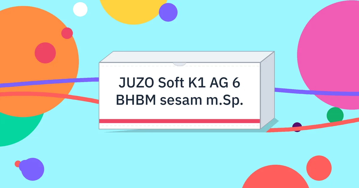 Symbolbild: Packung mit der Aufschrift JUZO Soft K1 AG 6 BHBM sesam m.Sp. (PZN 14854970) – Verfügbarkeit und Bezug in Apotheken in Frankfurt am Main