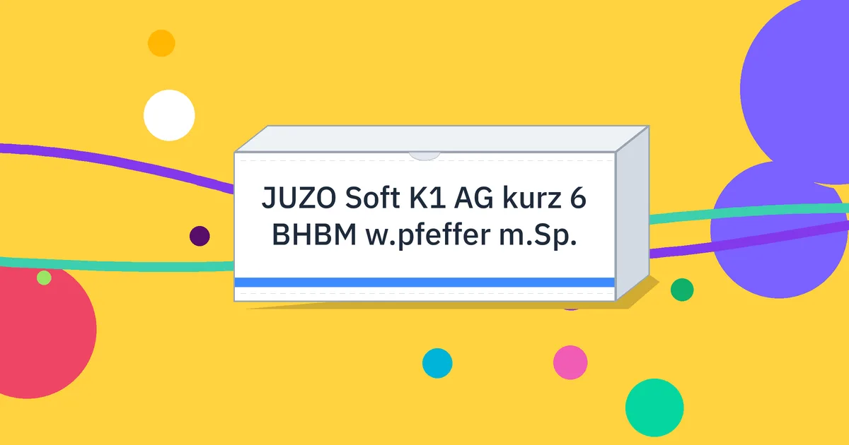 Symbolbild: Packung mit der Aufschrift JUZO Soft K1 AG kurz 6 BHBM w.pfeffer m.Sp. (PZN 14863383) – Verfügbarkeit und Bezug in Apotheken in Frankfurt am Main