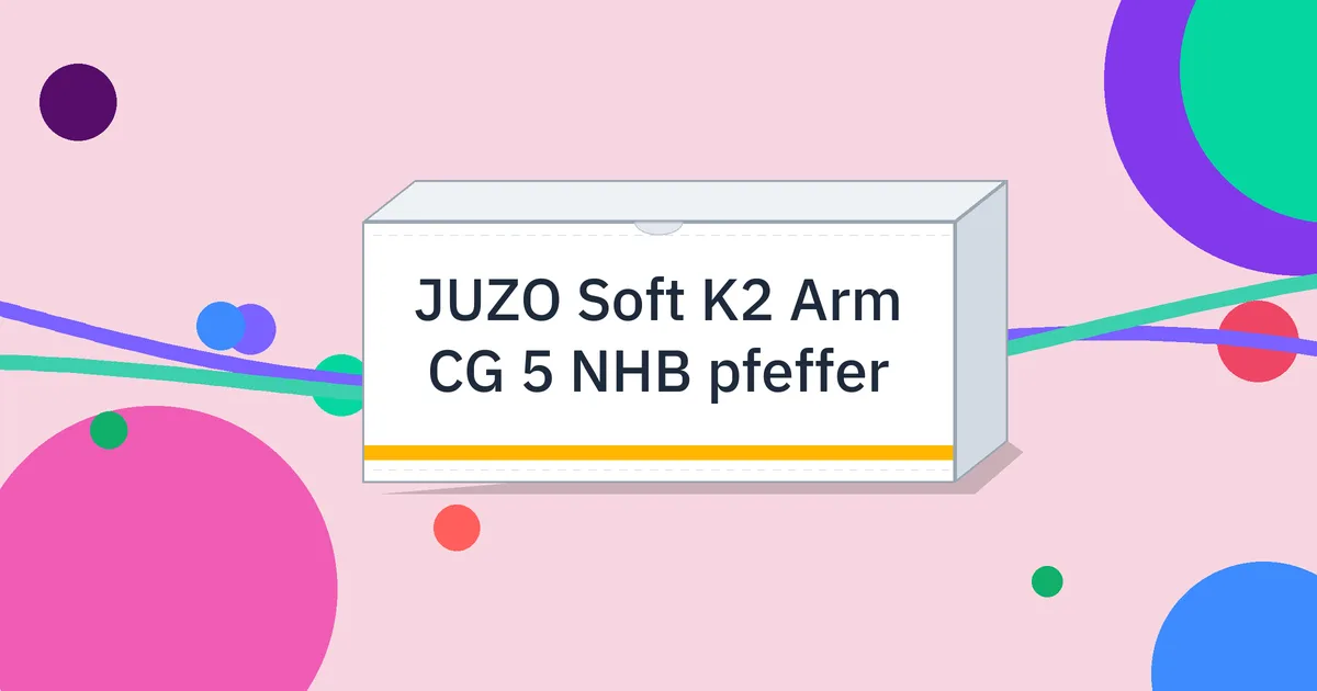 Symbolbild: Packung mit der Aufschrift JUZO Soft K2 Arm CG 5 NHB pfeffer (PZN 15510712) – Verfügbarkeit und Bezug in Apotheken in Frankfurt am Main