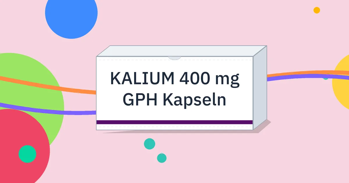 Symbolbild: Packung mit der Aufschrift KALIUM 400 mg GPH Kapseln (PZN 09379981) – Verfügbarkeit und Bezug in Apotheken in Frankfurt am Main