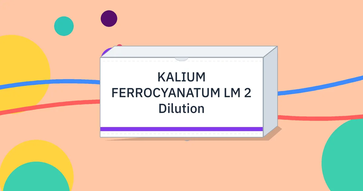 Symbolbild: Packung mit der Aufschrift KALIUM FERROCYANATUM LM 2 Dilution (PZN 12920929) – Verfügbarkeit und Bezug in Apotheken in Frankfurt am Main