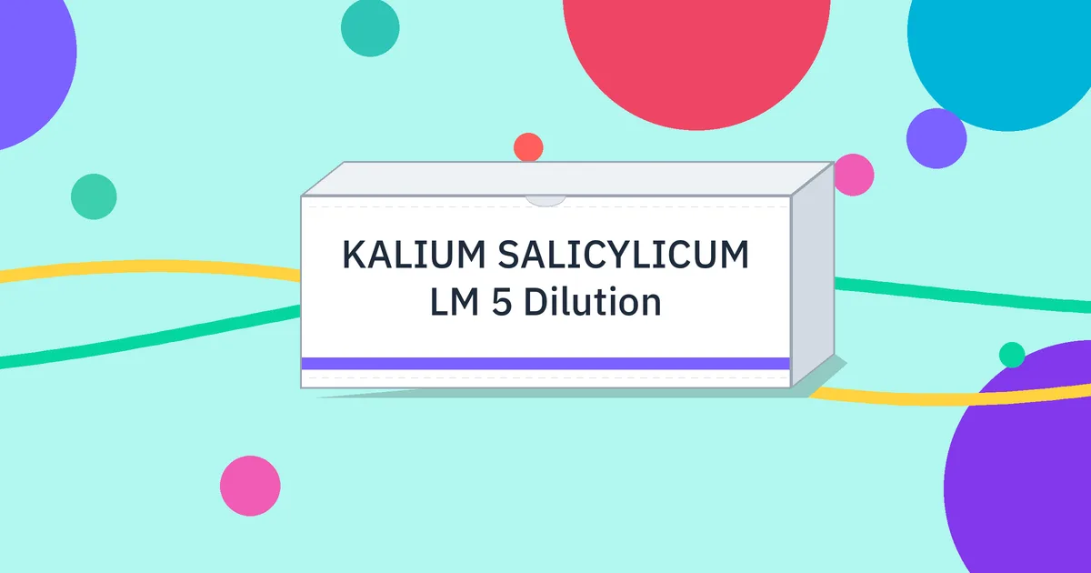 Symbolbild: Packung mit der Aufschrift KALIUM SALICYLICUM LM 5 Dilution (PZN 12925358) – Verfügbarkeit und Bezug in Apotheken in Frankfurt am Main