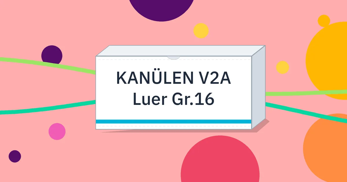 Symbolbild: Packung mit der Aufschrift KANÜLEN V2A Luer Gr.16 (PZN 02439533) – Verfügbarkeit und Bezug in Apotheken in Frankfurt am Main
