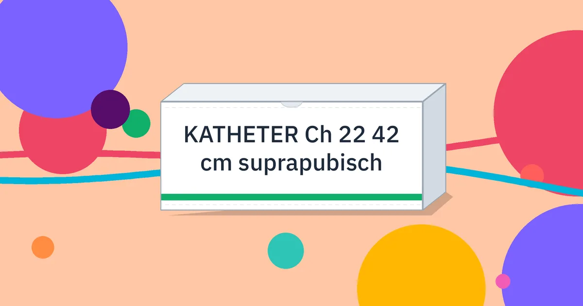 Symbolbild: Packung mit der Aufschrift KATHETER Ch 22 42 cm suprapubisch (PZN 01464440) – Verfügbarkeit und Bezug in Apotheken in Frankfurt am Main