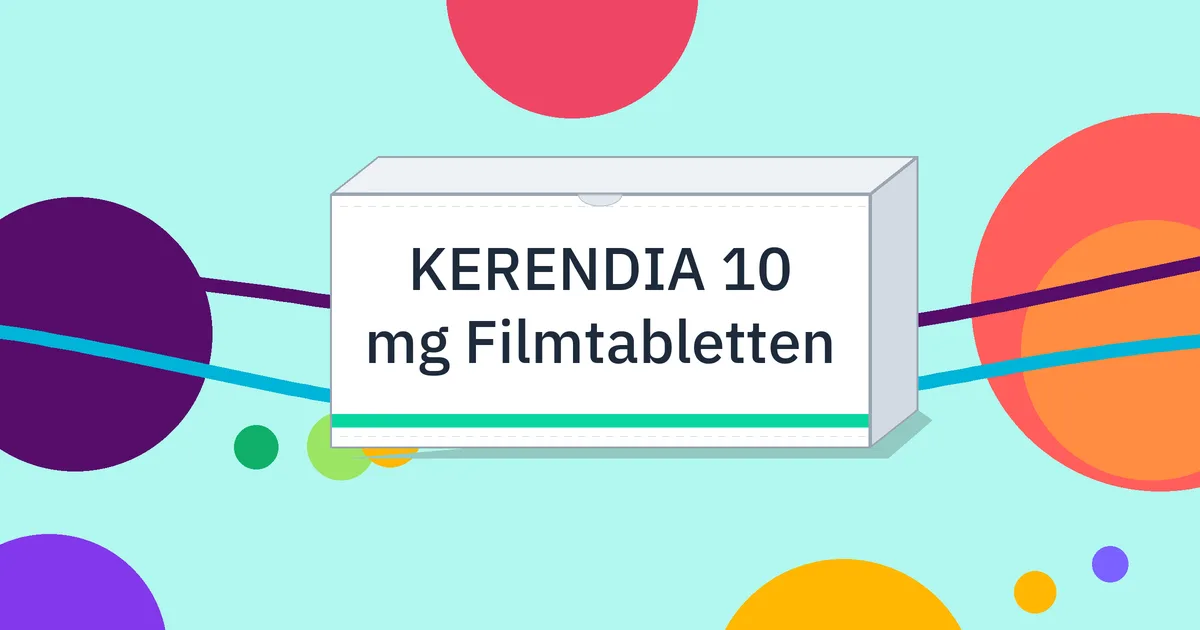 Symbolbild: Packung mit der Aufschrift KERENDIA 10 mg Filmtabletten (PZN 19848388) – Verfügbarkeit und Bezug in Apotheken in Frankfurt am Main