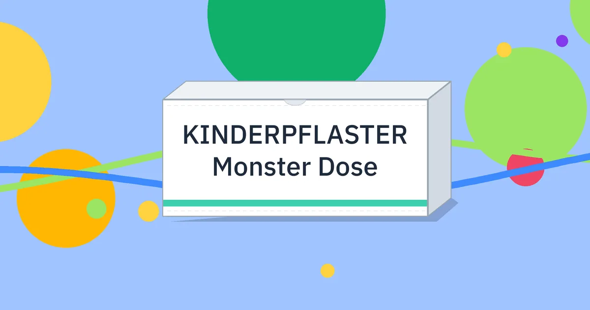 Symbolbild: Packung mit der Aufschrift KINDERPFLASTER Monster Dose (PZN 10059052) – Verfügbarkeit und Bezug in Apotheken in Frankfurt am Main