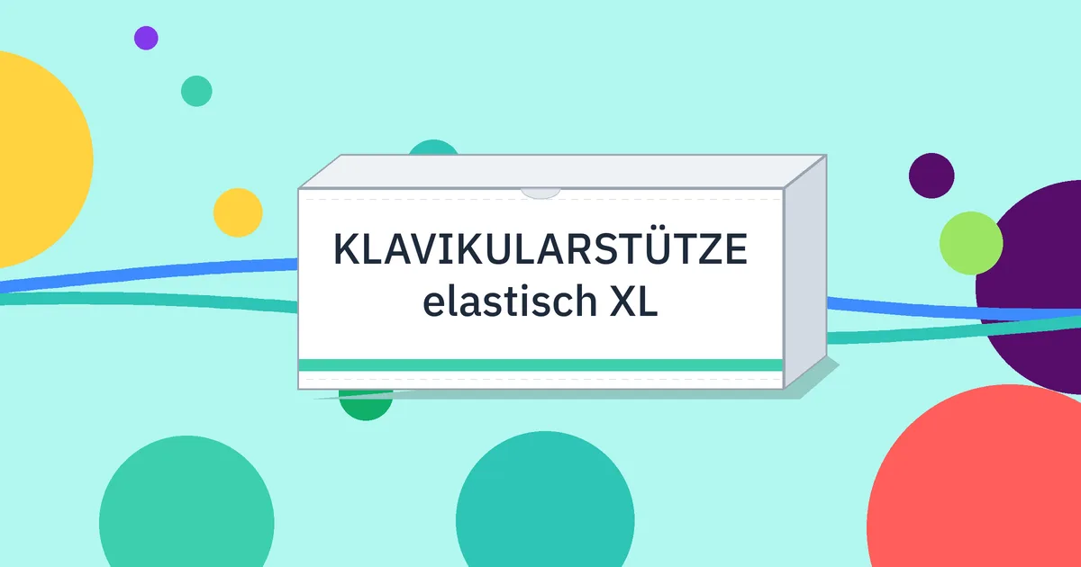 Symbolbild: Packung mit der Aufschrift KLAVIKULARSTÜTZE elastisch XL (PZN 19069365) – Verfügbarkeit und Bezug in Apotheken in Frankfurt am Main