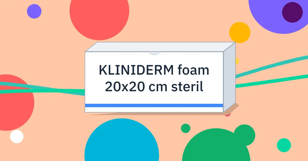 Symbolbild: Packung mit der Aufschrift KLINIDERM foam 20x20 cm steril (PZN 04721765) – Verfügbarkeit und Bezug in Apotheken in Frankfurt am Main