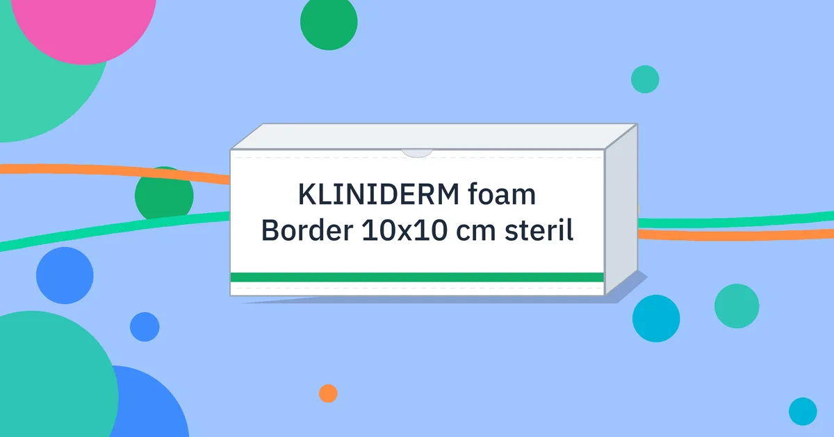 Symbolbild: Packung mit der Aufschrift KLINIDERM foam Border 10x10 cm steril (PZN 09517325) – Verfügbarkeit und Bezug in Apotheken in Frankfurt am Main