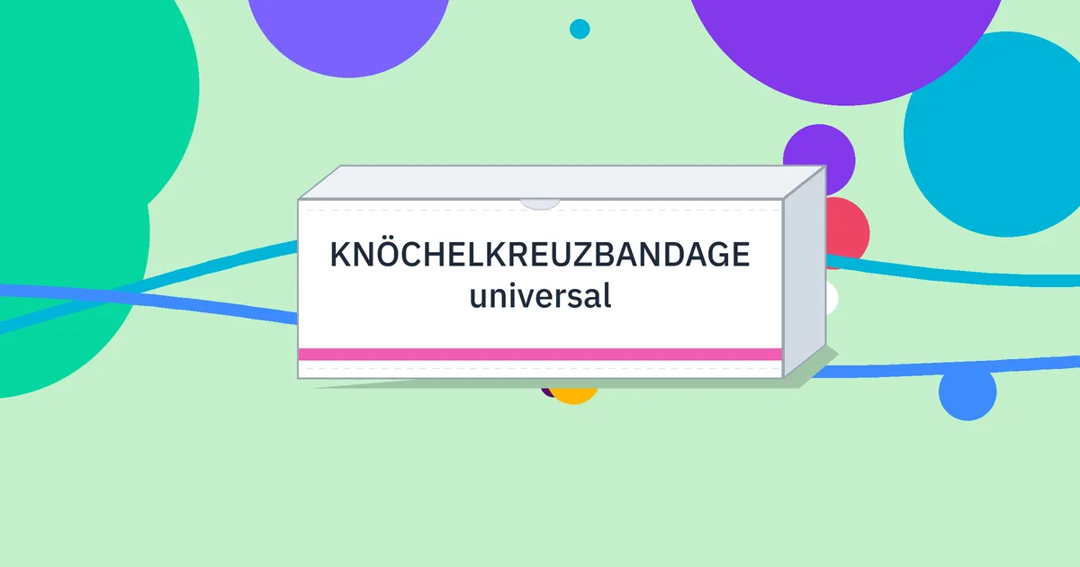 Symbolbild: Packung mit der Aufschrift KNÖCHELKREUZBANDAGE universal (PZN 11289179) – Verfügbarkeit und Bezug in Apotheken in Frankfurt am Main
