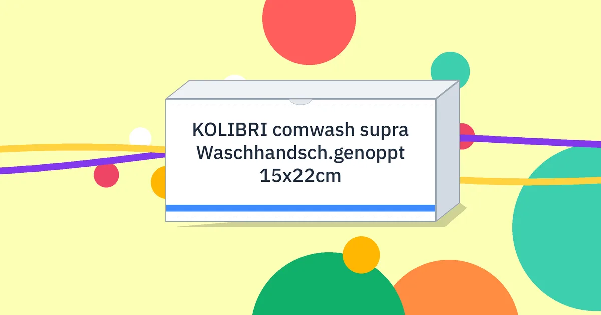 Symbolbild: Packung mit der Aufschrift KOLIBRI comwash supra Waschhandsch.genoppt 15x22cm (PZN 10030290) – Verfügbarkeit und Bezug in Apotheken in Frankfurt am Main
