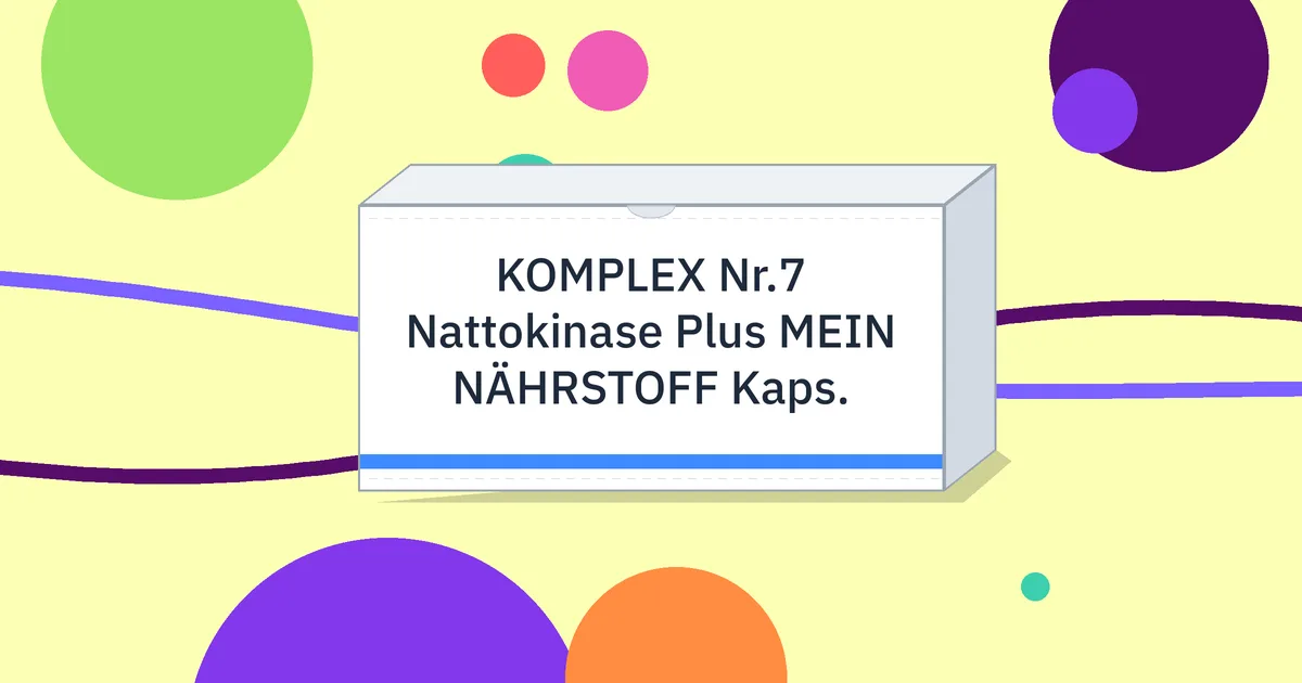 Symbolbild: Packung mit der Aufschrift KOMPLEX Nr.7 Nattokinase Plus MEIN NÄHRSTOFF Kaps. (PZN 20598927) – Verfügbarkeit und Bezug in Apotheken in Frankfurt am Main