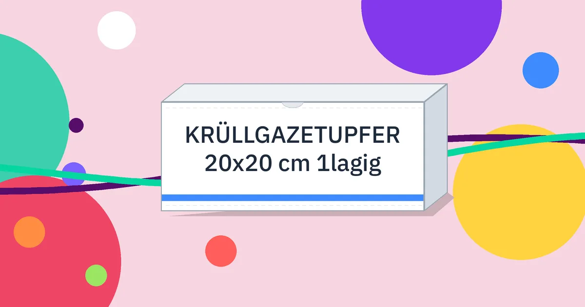 Symbolbild: Packung mit der Aufschrift KRÜLLGAZETUPFER 20x20 cm 1lagig (PZN 00551007) – Verfügbarkeit und Bezug in Apotheken in Frankfurt am Main