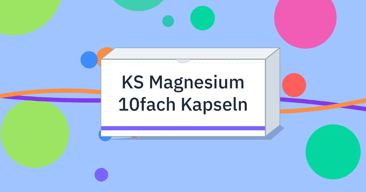 Symbolbild: Packung mit der Aufschrift KS Magnesium 10fach Kapseln (PZN 20328501) – Verfügbarkeit und Bezug in Apotheken in Frankfurt am Main