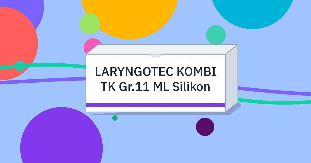 Symbolbild: Packung mit der Aufschrift LARYNGOTEC KOMBI TK Gr.11 ML Silikon (PZN 03310557) – Verfügbarkeit und Bezug in Apotheken in Frankfurt am Main