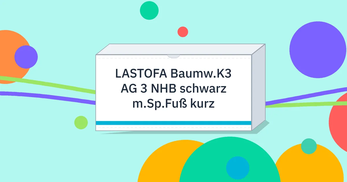 Symbolbild: Packung mit der Aufschrift LASTOFA Baumw.K3 AG 3 NHB schwarz m.Sp.Fuß kurz (PZN 01954546) – Verfügbarkeit und Bezug in Apotheken in Frankfurt am Main