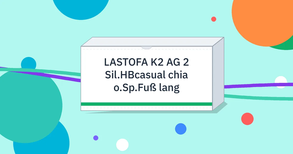 Symbolbild: Packung mit der Aufschrift LASTOFA K2 AG 2 Sil.HBcasual chia o.Sp.Fuß lang (PZN 14149384) – Verfügbarkeit und Bezug in Apotheken in Frankfurt am Main