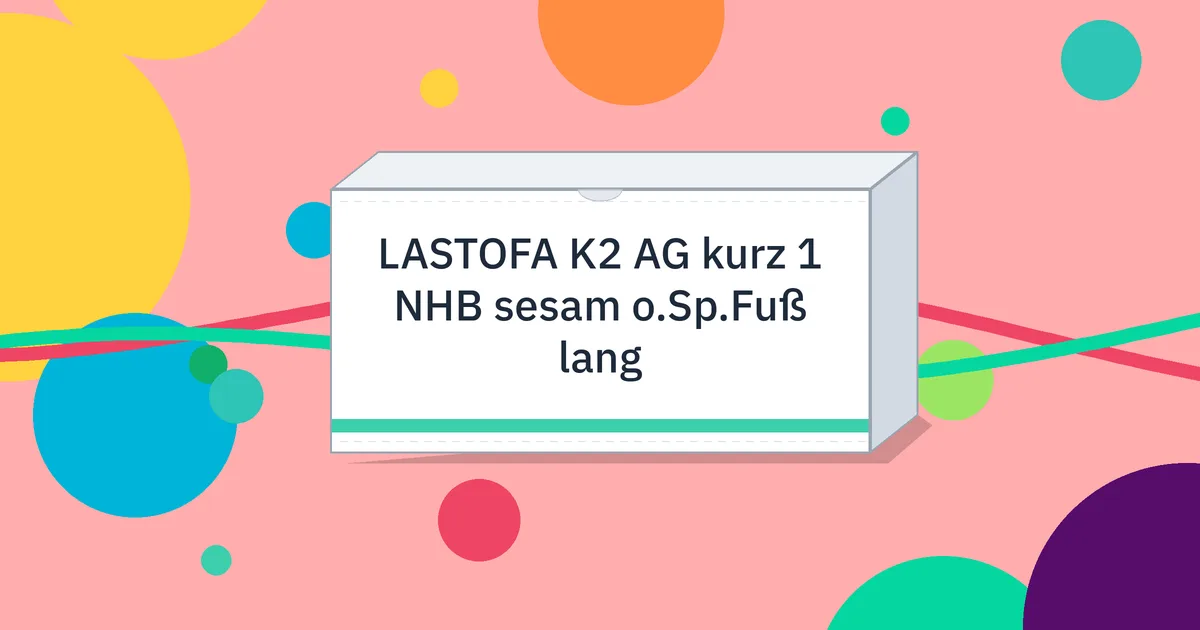 Symbolbild: Packung mit der Aufschrift LASTOFA K2 AG kurz 1 NHB sesam o.Sp.Fuß lang (PZN 14149303) – Verfügbarkeit und Bezug in Apotheken in Frankfurt am Main