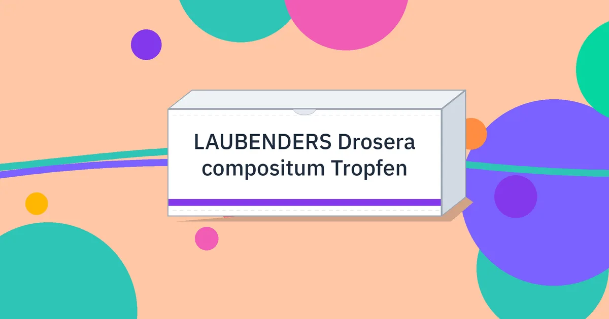 Symbolbild: Packung mit der Aufschrift LAUBENDERS Drosera compositum Tropfen (PZN 04947512) – Verfügbarkeit und Bezug in Apotheken in Frankfurt am Main