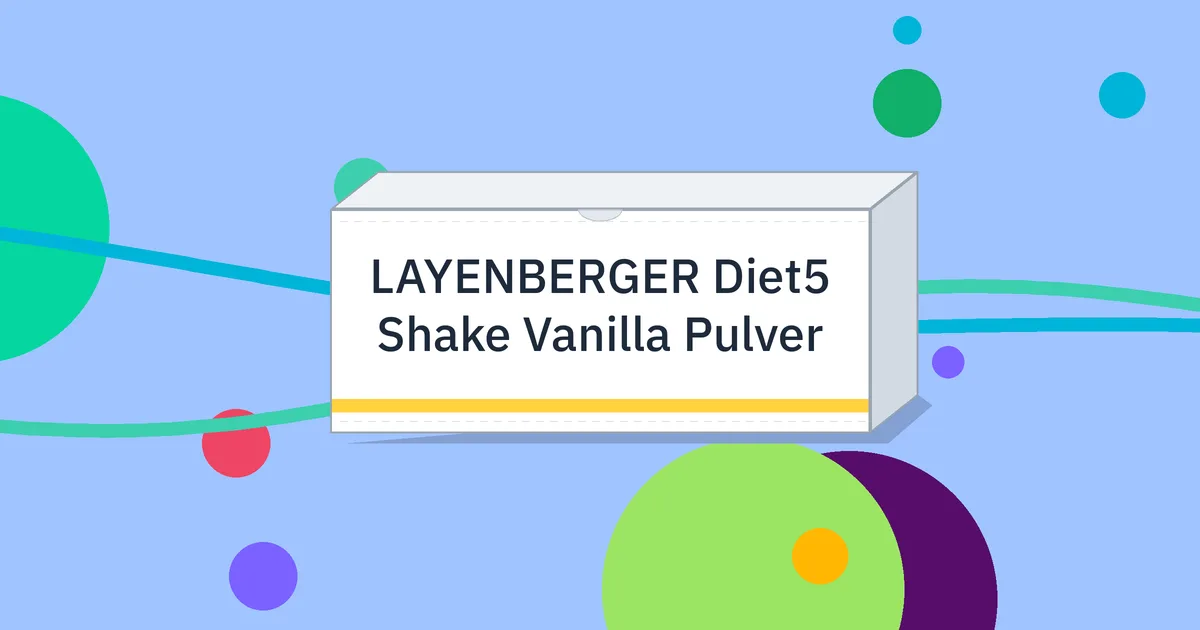 Symbolbild: Packung mit der Aufschrift LAYENBERGER Diet5 Shake Vanilla Pulver (PZN 18270958) – Verfügbarkeit und Bezug in Apotheken in Frankfurt am Main