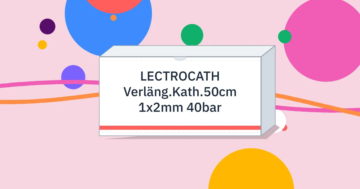 Symbolbild: Packung mit der Aufschrift LECTROCATH Verläng.Kath.50cm 1x2mm 40bar (PZN 00965944) – Verfügbarkeit und Bezug in Apotheken in Frankfurt am Main