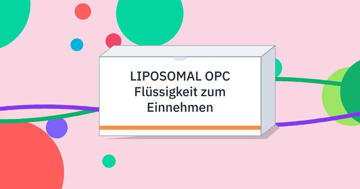Symbolbild: Packung mit der Aufschrift LIPOSOMAL OPC Flüssigkeit zum Einnehmen (PZN 19407224) – Verfügbarkeit und Bezug in Apotheken in Frankfurt am Main