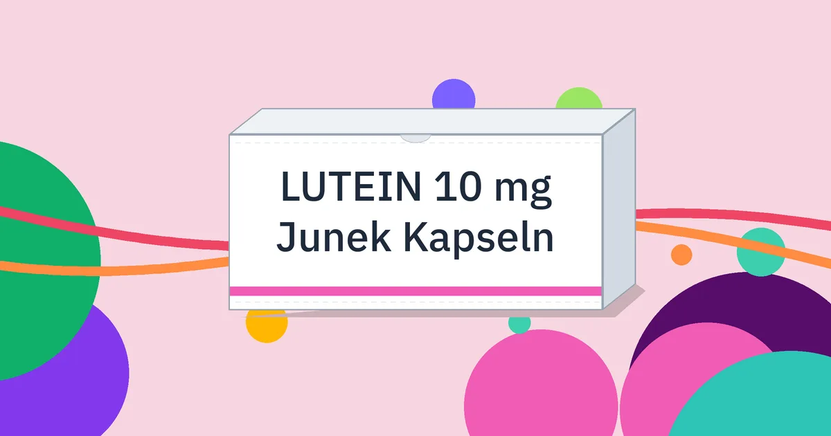 Symbolbild: Packung mit der Aufschrift LUTEIN 10 mg Junek Kapseln (PZN 10396453) – Verfügbarkeit und Bezug in Apotheken in Frankfurt am Main