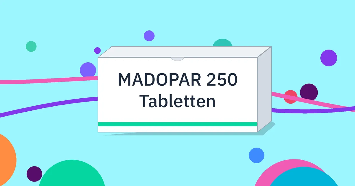 Symbolbild: Packung mit der Aufschrift MADOPAR 250 Tabletten (PZN 04958697) – Verfügbarkeit und Bezug in Apotheken in Frankfurt am Main