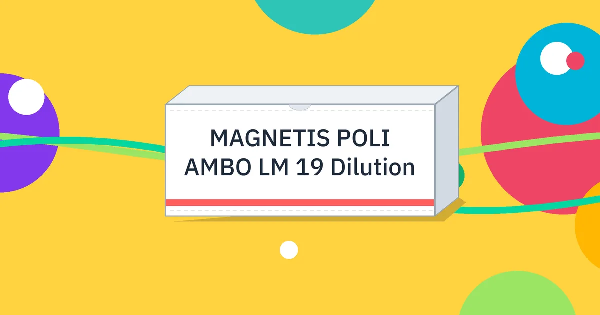 Symbolbild: Packung mit der Aufschrift MAGNETIS POLI AMBO LM 19 Dilution (PZN 12940582) – Verfügbarkeit und Bezug in Apotheken in Frankfurt am Main