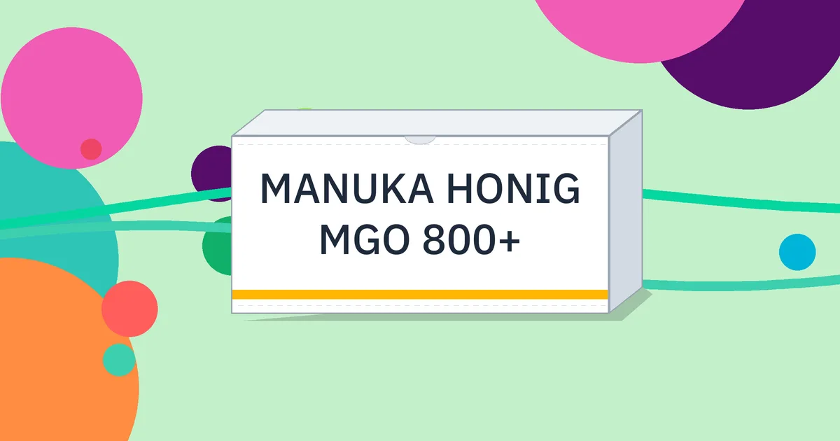Symbolbild: Packung mit der Aufschrift MANUKA HONIG MGO 800+ (PZN 12645883) – Verfügbarkeit und Bezug in Apotheken in Frankfurt am Main