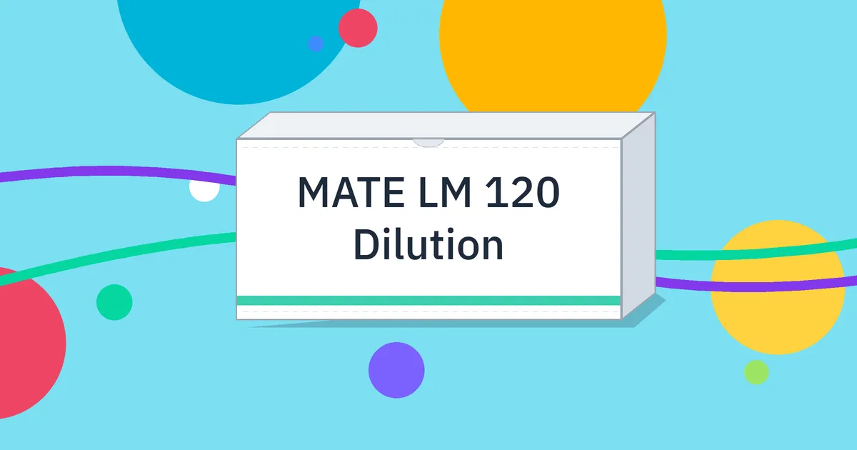Symbolbild: Packung mit der Aufschrift MATE LM 120 Dilution (PZN 12947271) – Verfügbarkeit und Bezug in Apotheken in Frankfurt am Main