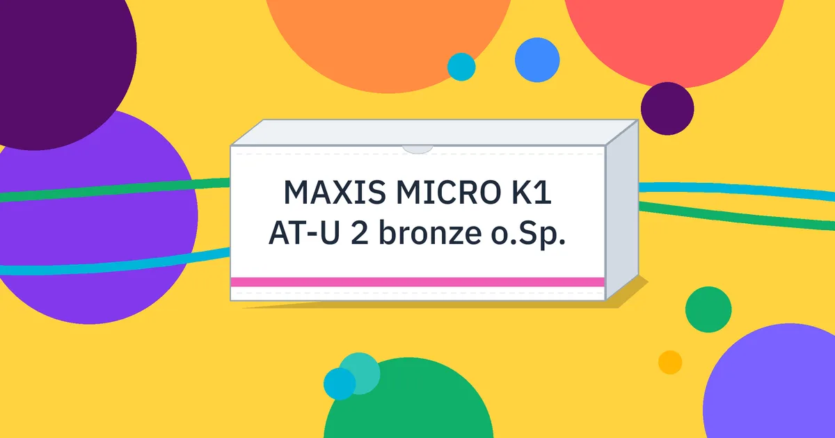 Symbolbild: Packung mit der Aufschrift MAXIS MICRO K1 AT-U 2 bronze o.Sp. (PZN 17671626) – Verfügbarkeit und Bezug in Apotheken in Frankfurt am Main