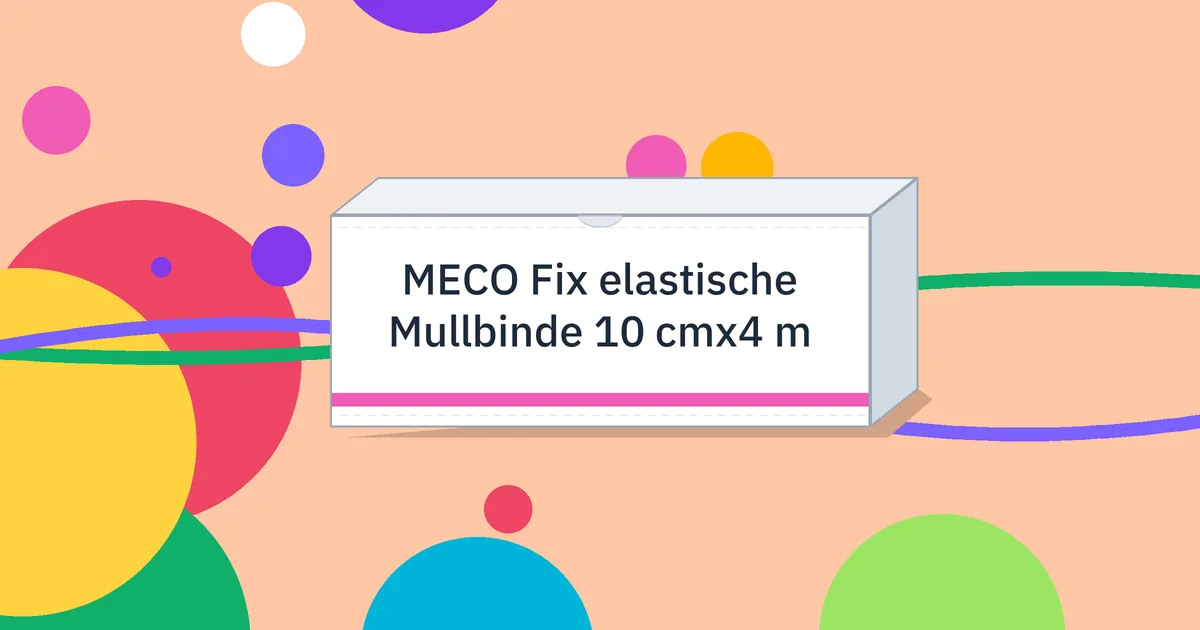 Symbolbild: Packung mit der Aufschrift MECO Fix elastische Mullbinde 10 cmx4 m (PZN 18673231) – Verfügbarkeit und Bezug in Apotheken in Frankfurt am Main