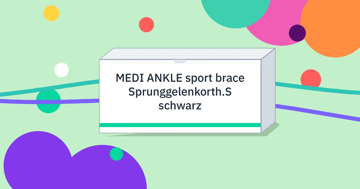 Symbolbild: Packung mit der Aufschrift MEDI ANKLE sport brace Sprunggelenkorth.S schwarz (PZN 19363923) – Verfügbarkeit und Bezug in Apotheken in Frankfurt am Main