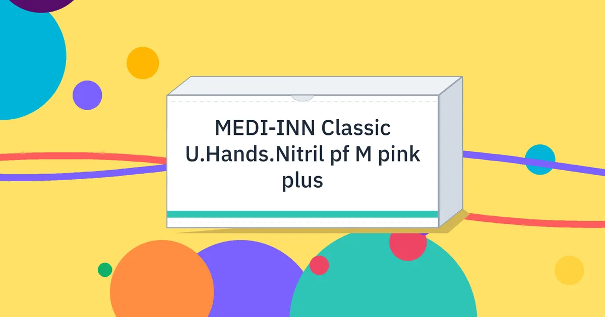 Symbolbild: Packung mit der Aufschrift MEDI-INN Classic U.Hands.Nitril pf M pink plus (PZN 18444743) – Verfügbarkeit und Bezug in Apotheken in Frankfurt am Main