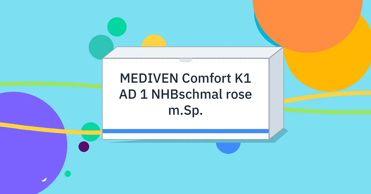 Symbolbild: Packung mit der Aufschrift MEDIVEN Comfort K1 AD 1 NHBschmal rose m.Sp. (PZN 14561452) – Verfügbarkeit und Bezug in Apotheken in Frankfurt am Main