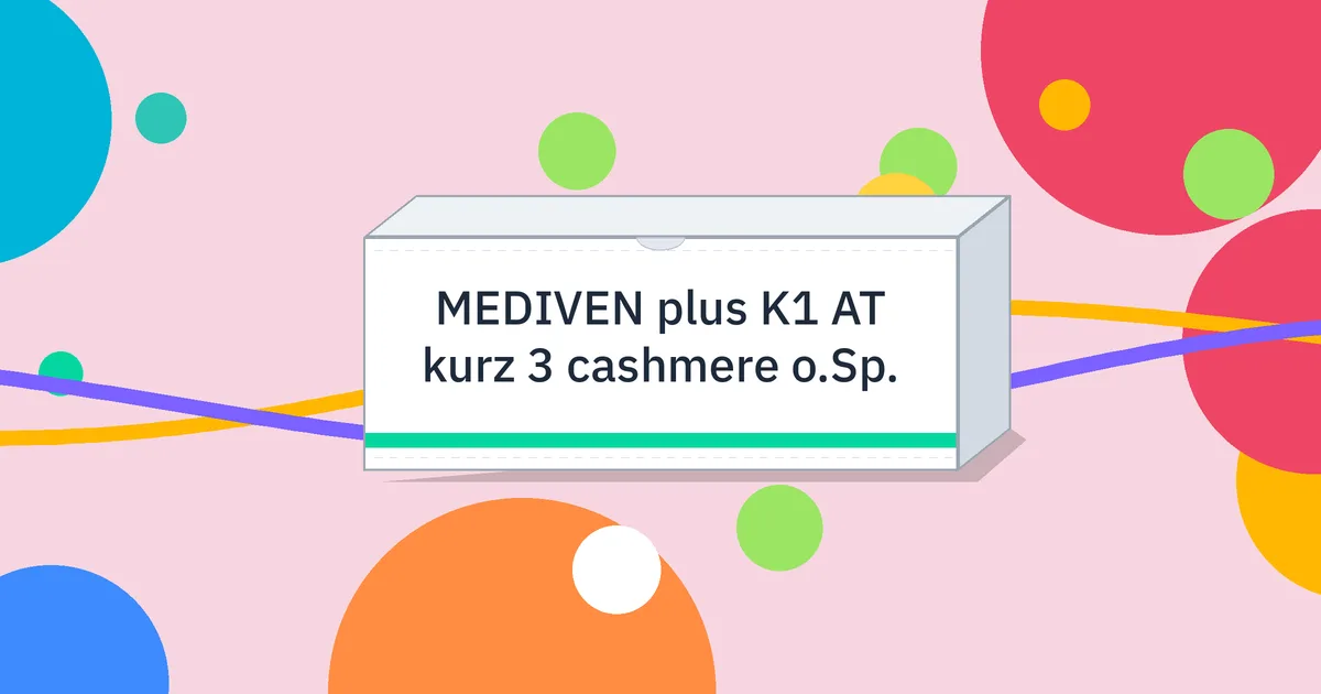 Symbolbild: Packung mit der Aufschrift MEDIVEN plus K1 AT kurz 3 cashmere o.Sp. (PZN 15026324) – Verfügbarkeit und Bezug in Apotheken in Frankfurt am Main