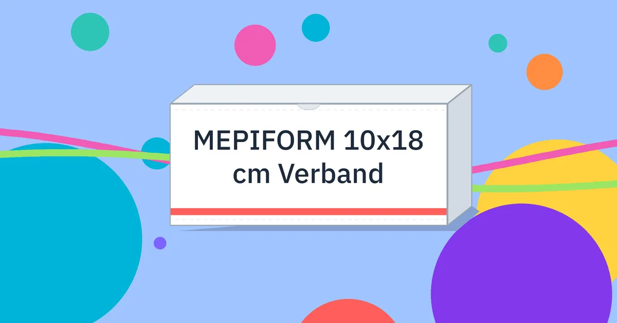 Symbolbild: Packung mit der Aufschrift MEPIFORM 10x18 cm Verband (PZN 10263947) – Verfügbarkeit und Bezug in Apotheken in Frankfurt am Main