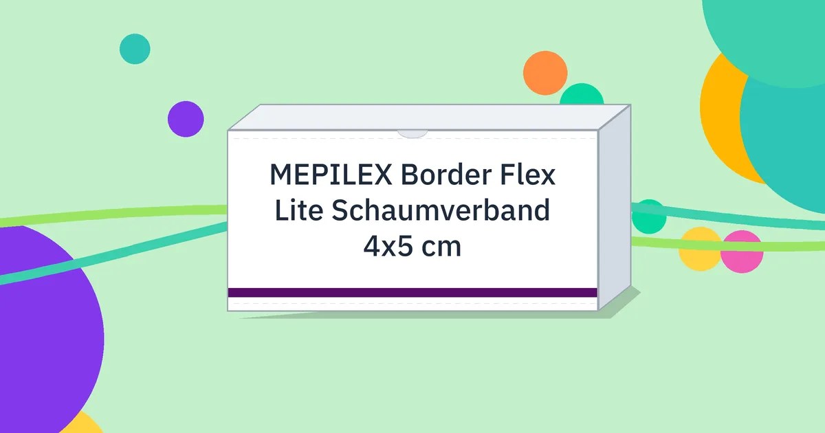 Symbolbild: Packung mit der Aufschrift MEPILEX Border Flex Lite Schaumverband 4x5 cm (PZN 17871420) – Verfügbarkeit und Bezug in Apotheken in Frankfurt am Main