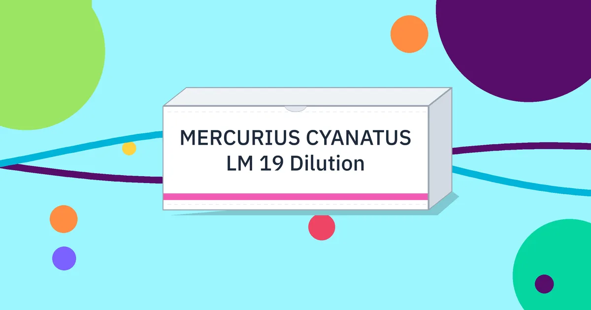 Symbolbild: Packung mit der Aufschrift MERCURIUS CYANATUS LM 19 Dilution (PZN 12950965) – Verfügbarkeit und Bezug in Apotheken in Frankfurt am Main