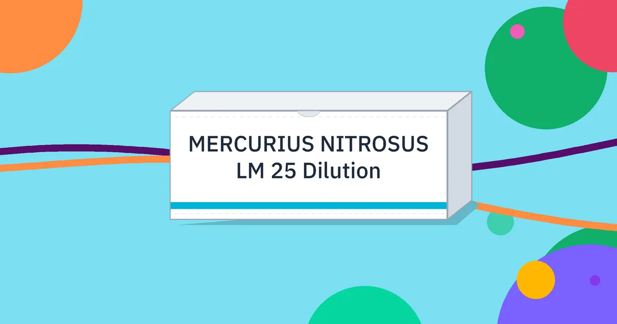 Symbolbild: Packung mit der Aufschrift MERCURIUS NITROSUS LM 25 Dilution (PZN 12952409) – Verfügbarkeit und Bezug in Apotheken in Frankfurt am Main
