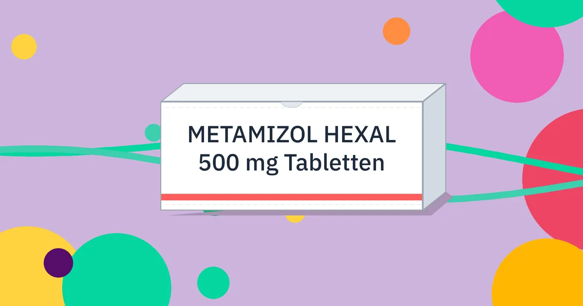 Symbolbild: Packung mit der Aufschrift METAMIZOL HEXAL 500 mg Tabletten (PZN 19352196) – Verfügbarkeit und Bezug in Apotheken in Frankfurt am Main