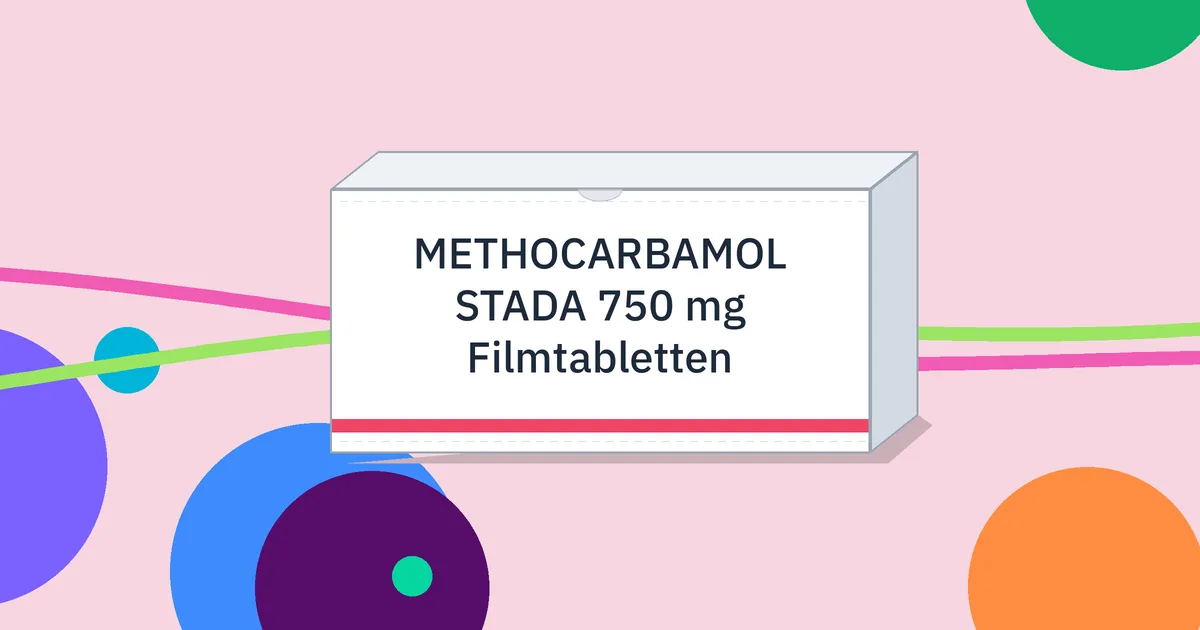 Symbolbild: Packung mit der Aufschrift METHOCARBAMOL STADA 750 mg Filmtabletten (PZN 14166460) – Verfügbarkeit und Bezug in Apotheken in Frankfurt am Main
