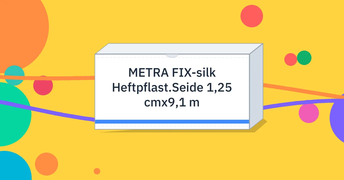 Symbolbild: Packung mit der Aufschrift METRA FIX-silk Heftpflast.Seide 1,25 cmx9,1 m (PZN 07771775) – Verfügbarkeit und Bezug in Apotheken in Frankfurt am Main