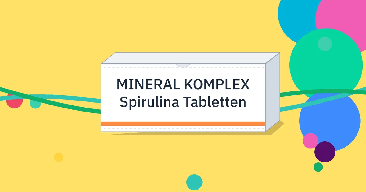 Symbolbild: Packung mit der Aufschrift MINERAL KOMPLEX Spirulina Tabletten (PZN 00693693) – Verfügbarkeit und Bezug in Apotheken in Frankfurt am Main