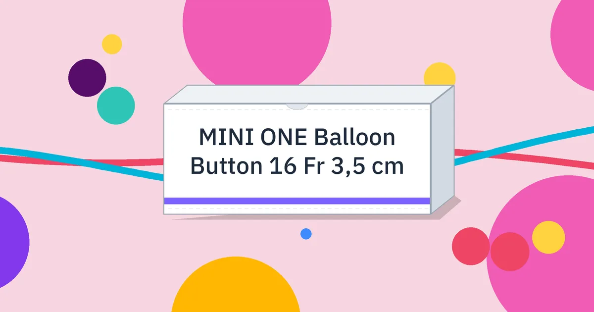 Symbolbild: Packung mit der Aufschrift MINI ONE Balloon Button 16 Fr 3,5 cm (PZN 14342129) – Verfügbarkeit und Bezug in Apotheken in Frankfurt am Main